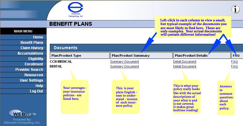 BENEFIT PLANS SCREEN